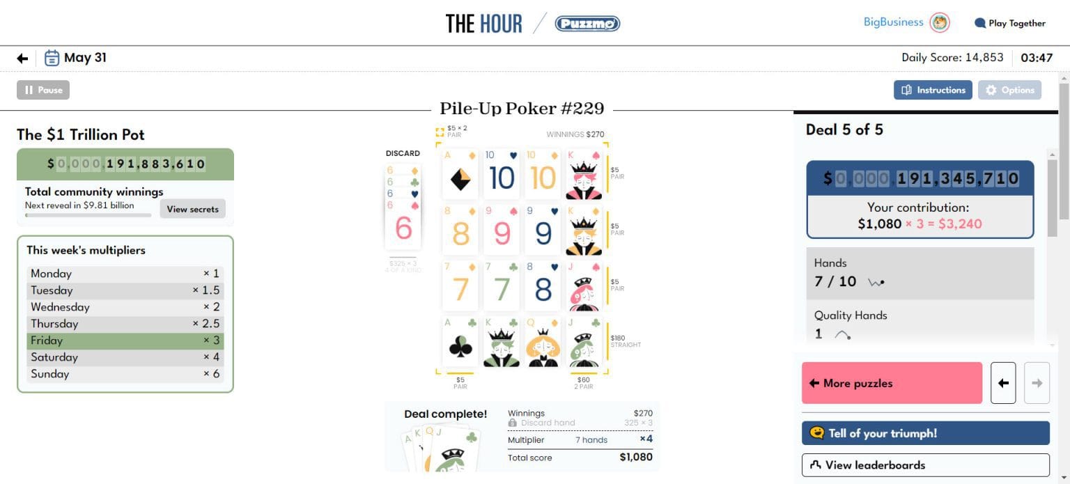 Love Balatro? Try Puzzmo's New Browser Game, Pile-Up Poker
